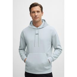 Kapuzensweatshirt BOSS Green "Sly Zone", Herren, Gr. L, open blau460, Sweatware, Obermaterial: 62% Baumwolle, 33% Polyester, 5% Elasthan, unifarben, regular fit normal, Rundhals, B&uuml;ndchen, Sweatshirts, Kapuze mit Kordelzug, Regular Fit, K&auml;ngurutasche
