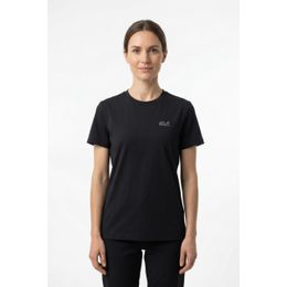 T-Shirt Jack Wolfskin "ESSENTIAL T W", Damen, Gr. XL (46), schwarz, Obermaterial: 100% Baumwolle, normal, Rundhals, Shirts T-Shirt