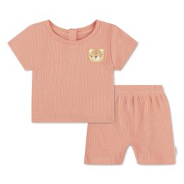 Shirt & Hose HUGGIES BABYWEAR "HUGB SHORT SET", M&auml;dchen, Gr. 3 (68), muted clay, Jersey, Obermaterial: 100% Baumwolle, unifarben, KOB Set-Artikel, mit s&uuml;&szlig;er Tierapplikation, Baumwolle