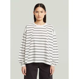 G-Star Raw T-Shirt G-STAR "A-Line Stripe Oversized T-Shirt", Damen, Gr. L, milk, osaka blau double stripe, Obermaterial: 100% Baumwolle, Shirts T-Shirt