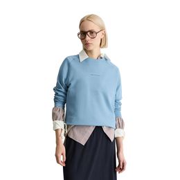 Marc O'Polo Sweatshirt MARC O'POLO DENIM, Damen, Gr. L, blau dawn, angeraute Sweatware, Obermaterial: 100% Baumwolle, relaxed fit normal, Rundhals, Rippb&uuml;ndchen, Sweatshirts Sweatshirt, relaxed fit, aus Organic Cotton, mit Schlitzen an der Seitennaht