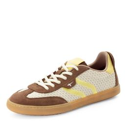 Sneaker Tamaris, Herren, Gr. 39, braun kombiniert, Leder, Lederimitat, Textil, kontrastfarbene Details, Schuhe Sneaker, Freizeitschuh, Halbschuh, Schn&uuml;rschuh im modischen Retro-Look