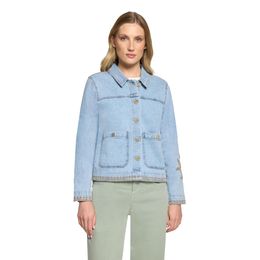 Jackenblazer Cartoon "Damen mit Stickerei", Damen, Gr. 34, light blau denim, Obermaterial: 100% Baumwolle, gerade normal, Blazer