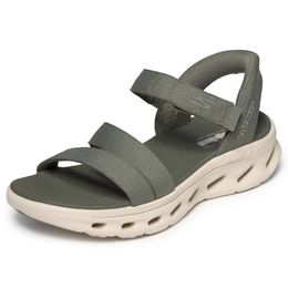 Sandale Skechers "GO WALK GLIDE-STEP 2.0 SANDAL-ELLA", Damen, Gr. 35, olivgr&uuml;n, Textil, Schuhe Sandale, Sommerschuh, Urlaubsschuh, Sandalette mit sportiver Sohle