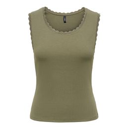 Tanktop Only "ONLLUNI S/L TANK TOP CS JRS", Damen, Gr. M, kalamata, Jersey, Obermaterial: 57% Baumwolle, 38% Polyester, 5% Elasthan, unifarben, regular fit normal, Rundhals, Tops Tanktop, Baumwollmischung, regular fit, Rundhals