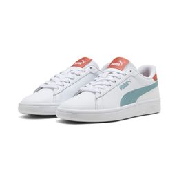 Sneaker Puma "Smash 3.0 Sneakers Jugendliche", Kinder, Gr. 35,5, wei&szlig; baltic sea blau, Obermaterial: Textil, Kuhleder, Synthetik, Leder. Futter: Textil. Innensohle: Textil. Laufsohle: Gummi, Schuhe Sneaker