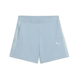 Sporthose Puma "Essentials Tape High-Waist Shorts M&auml;dchen", M&auml;dchen, Gr. 116, Normalgr&ouml;&szlig;en, seafoam blau, Obermaterial: 32% Polyester, 68% Baumwolle. Tasche &ndash; Oben: 100% Baumwolle, regular fit, Hosen Sporthose