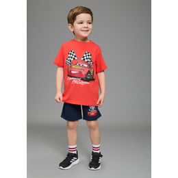 Shirt & Shorts Kidsworld "CARS 2tlg. Set T-Shirt+Hose: LIGHTNING MCQUEEN - Disney", Jungen, Gr. 104/110, rot, schwarz, Single Jersey, Obermaterial: 100% Baumwolle, bedruckt, KOB Set-Artikel, Set, aus Baumwolle. Artikel f&auml;llt klein, bitte gr&ouml;&szlig;er bestellen