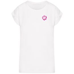 T-Shirt MISS TEE "Miss Tee Everything Is Nice Ladies Extended Shoulder Tee", Damen, Gr. L, wei&szlig;, 100% Baumwolle, bedruckt, loose fit, Rundhals, Shirts T-Shirt