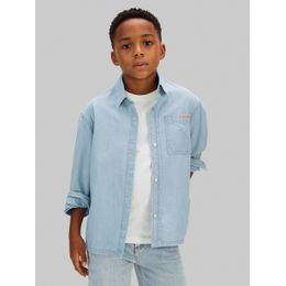 Jeanshemd Calvin Klein Jeans "CHAMBRAY WOVEN", Jungen, Gr. 4 (104), N-Gr, light chambray, Web, Obermaterial: 100% Baumwolle, unifarben, regular fit normal, Rundhals, eingesetzt Manschette, Hemden Jeanshemd, Regular fit f&uuml;r Kinder mit Brusttasche