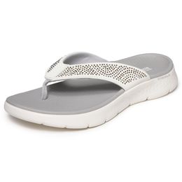 Zehentrenner Skechers "GO WALK FLEX SANDAL", Herren, Gr. 42, wei&szlig;, Lederimitat, metallic, Schuhe Zehentrenner, Sommerschuh, Badeschuh, Strandschuh mit Nietenverzierung