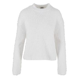 Rundhalspullover Urban Classics "Urban Classics Damen Ladies Feather Mock Neck Sweater", Damen, Gr. M, wei&szlig;, 51% Polyacryl, 49% Polyimid, unifarben, relaxed fit, Rundhals, Pullover Rundhalspullover