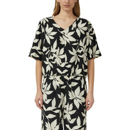 Shirtbluse s.Oliver, Damen, Gr. 44, schwarz aop, Web, Obermaterial: 82% Viskose, 18% Polyamid, bedruckt, weit h&uuml;ftlang, V-Ausschnitt, weit abgesteppt, Blusen, weite Passform, V-Ausschnitt