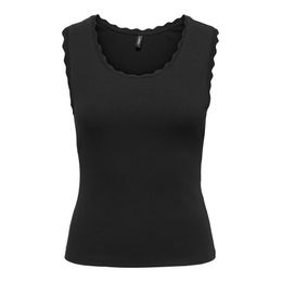 Tanktop Only "ONLLUNI S/L TANK TOP CS JRS", Damen, Gr. XS, schwarz, Jersey, Obermaterial: 57% Baumwolle, 38% Polyester, 5% Elasthan, unifarben, regular fit normal, Rundhals, Tops Tanktop, Baumwollmischung, regular fit, Rundhals