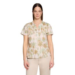 Shirtbluse Cartoon "Damen mit R&uuml;schen", Damen, Gr. 34, nature, gr&uuml;n, Obermaterial: 55% Baumwolle, 45% Lyocell, figurumspielend normal, V-Ausschnitt, Blusen