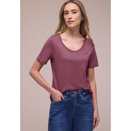 T-Shirt Street One "Style Gerda", Damen, Gr. 36, schwarz clouded blush, Jersey, Obermaterial: 50% Baumwolle, 50% Modal, unifarben, regular fit normal, Rundhals, Shirts T-Shirt
