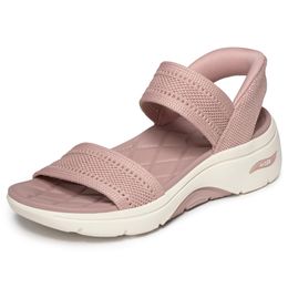 Sandale Skechers "GO WALK ARCH FIT 2.0 SANDAL", Herren, Gr. 35, mauve, Textil, Strukturmuster, Schuhe Sandale, Sommerschuh, Keilsandalette, Urlaubsschuh mit sportiver Sohle