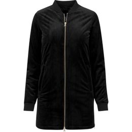 Allwetterjacke Urban Classics "Urban Classics Damen Ladies Long Velvet Jacket", Damen, Gr. S, schwarz, 100% Polyester, unifarben, normal, amerikanischer Ausschnitt, Jacken