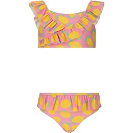 Balconette-Bikini ZIGZAG "Tropical", Kinder, Gr. 104, pink, gelb, 80% Polyamid, 20% Elasthan, bedruckt, mehrfarbig, Bikini-Sets Balconette-Bikini, mit stylischem R&uuml;schendesign und Sonnenschutz