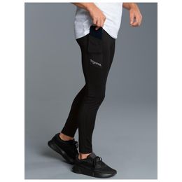 Jerseyhose TRIGEMA "TRIGEMA Sportleggings mit praktischer Tasche", Herren, Gr. L, Normalgr&ouml;&szlig;en, schwarz, Mikrofaser, 85% Polyester (Bioactive), 15% Elastan, Hosen Jerseyhose