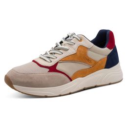 Sneaker Tamaris, Herren, Gr. 44, beige kombiniert, Glattleder, Textil, Veloursleder, kontrastfarbene Details, Schuhe Sneaker, Freizeitschuh, Schn&uuml;rschuh mit modischen Kontrastbes&auml;tzen, f&uuml;r Herren