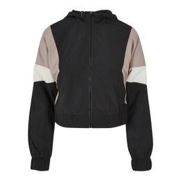 Allwetterjacke Urban Classics "Urban Classics Damen Ladies Short 3-Tone Crinkle Jacket", Damen, Gr. 5XL, schwarz, duskrose, sandwei&szlig;, 100% Polyester, unifarben, loose fit, ohne Ausschnitt, Jacken