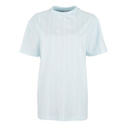 T-Shirt Karl Kani "Karl Kani Small Signature Essential Pinstripe OS Tee", Damen, Gr. M, blau, 100% Baumwolle, gestreift, normal, Rundhals, Shirts T-Shirt