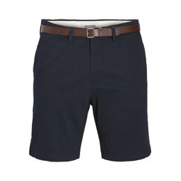 Jack & Jones PlusSize Chinoshorts "JPSTADAM BELTED CHINO SHORTS PLS", Herren, Gr. 42 (4XL), N-Gr, schwarz navy, Web, Obermaterial: 98% Baumwolle, 2% Elasthan, JACK & JONES PLUSSIZE, unifarben, regular fit, Hosen Chinoshorts