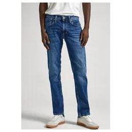 Regular-fit-Jeans Pepe Jeans "CASH", Herren, Gr. 33, L&auml;nge 32, blau (mid blau), Denim/Jeans, Obermaterial: 99% Baumwolle, 1% Elasthan, leichte Abriebeffekte, normal lang, Jeans
