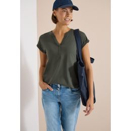 Tunikashirt Cecil, Damen, Gr. L (42), khaki, Web, 50% Modal, 50% Baumwolle, unifarben, comfort fit normal, Rundhals, B&uuml;ndchen, Shirts, im Tunika-Style
