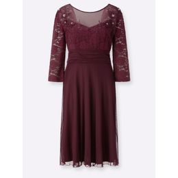 WITT Damen Cocktailkleid mit Spitze und Glitzersteinchen, burgund, Gr&ouml;&szlig;e 42
