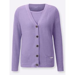 WITT Damen Twin-Set aus reiner Baumwolle, lavendel, Gr&ouml;&szlig;e 54
