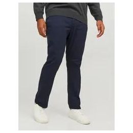 Jack & Jones PlusSize Chinohose "JPSTMARCO JJDAVE LC NOOS PLS", Herren, Gr. 42 (4XL), L&auml;nge 34, blau (navy blazer), Web, Obermaterial: 98% Baumwolle, 2% Elasthan, JACK & JONES PLUSSIZE, unifarben, slim fit kn&ouml;chellang, Hosen Chinohose