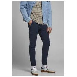Jack & Jones Cargohose JACK & JONES "PAUL FLAKE", Damen, Gr. 32, L&auml;nge 34, blau (navy blazer), Web, Obermaterial: 98% Baumwolle, 2% Elasthan, unifarben, bequem normal, Hosen Cargohose