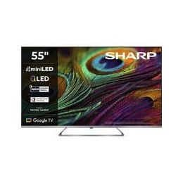 Sharp 55JP7765E, QLED-Fernseher 139 cm (55 Zoll), schwarz/silber, UltraHD/4K, MiniLED Google TV