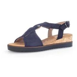 Sandalette Gabor "GENUA", Damen, Gr. 40, blau (dunkelblau), Nubukleder, Schuhe Sandalette, Sommerschuh, Sandale, Keilabsatz, mit verstellbarem Fersenriemchen