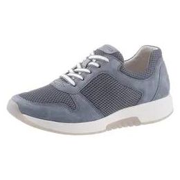 Gabor Keilsneaker ROLLINGSOFT, Damen, Gr. 43, blau (graublau), Textil, Veloursleder, unifarben, Schuhe Sneaker, Freizeitschuh, Halbschuh, Schn&uuml;rschuh im sommerlichem Materialmix