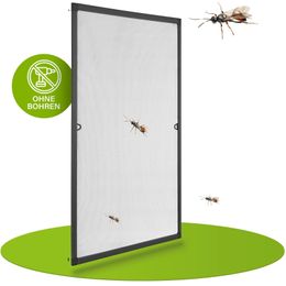 Juskys Fliegengitter mit Alu-Rahmen 100 x 120 cm f&uuml;r Fenster zum Einh&auml;ngen UV-best&auml;ndig in Anthrazit