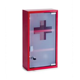 HTI-Living Medizinschrank verschlie&szlig;bar, rot Metall/Glas