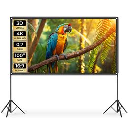 TecTake&reg; Beamer-Leinwand, f&uuml;r 4K, HD, Ultra HD und Full HD, Gain-Faktor 0,7, robuster Stoff, faltenfrei gespannt, Format 16:9, 100&ldquo;