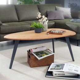 FineBuy Couchtisch Akazie Massivholz oval 110 cm &middot; Wohnzimmertisch in Nierenform