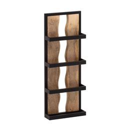 Wandregal FineBuy H&auml;ngeregal 30x80x10 cm Massivholz Metall Regal Industrial