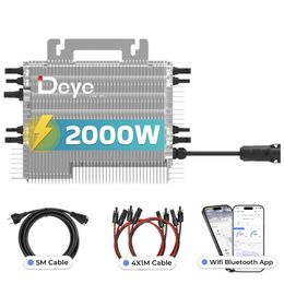 DEYE Mikro-Wechselrichter 2000 W SUN-M200G4-EU-Q0 inkl. 5m Anschlusskabel und 4x1m Solarkabel f&uuml;r Mini-PV Solaranlage Balkonkraftwerk, IP67 wetterfest, 4 MPPT, WIFI, Micro Inverter
