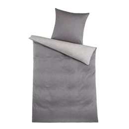 HTI-Living Mako Satin Bettw&auml;sche 2-Teilig Grau 135 x 200 cm