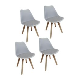 HTI-Living Stuhl 4er Set Atlanta Hellgrau, PU Antikgrau