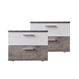 HTI-Living Nachtschrank 2er Set Beton Wei&szlig; Nina
