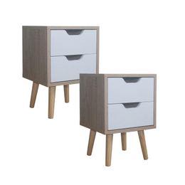 HTI-Living Nachttisch 2 Schubladen 2er-Set Thekla Sonoma Wei&szlig;