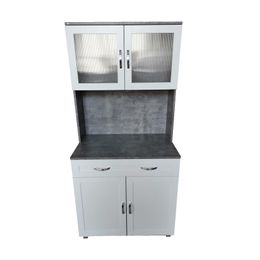 HTI-Living K&uuml;chenbuffet mit Glasteil Beton Wei&szlig; Blanca