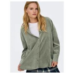 Langarmbluse Only "ONLMARIKE LIFE L/S CORD LOOSE SHIRT PNT", Damen, Gr. S, smokey olive, Web, Obermaterial: 88% Polyester, 10% Nylon, 2% Elasthan, unifarben, loose fit, Blusen