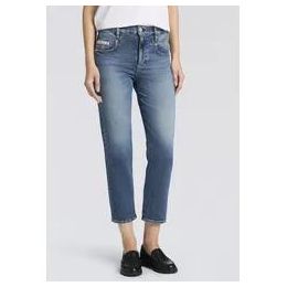 5-Pocket-Jeans Herrlicher "Breezy Straight Denim", Damen, Gr. 30, L&auml;nge 34, happy blau, Denim/Jeans, Obermaterial: 99% Baumwolle, 1% Elasthan, straight fit 7/8-L&auml;nge, Jeans 5-Pocket-Jeans, Cropped